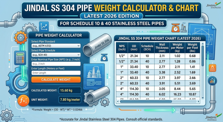 Jindal SS 304 Pipe Weight Calculator 2026 | Jindal Pipe Weight Chart ...